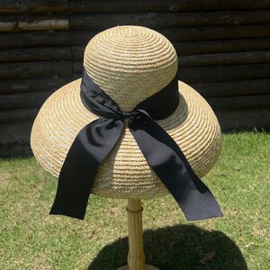 French Retro Summer Sun Hat Holiday Beach Black Big Bell Hat.women's ...