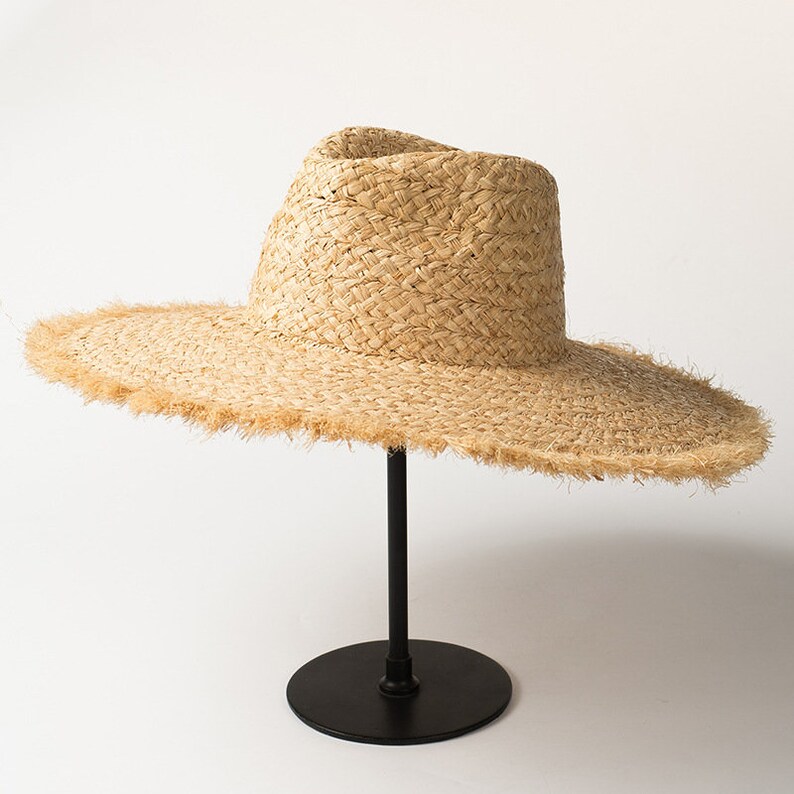 Hand Knitted Buffed Edge Raffia Straw Hat for Summer Travel - Etsy UK