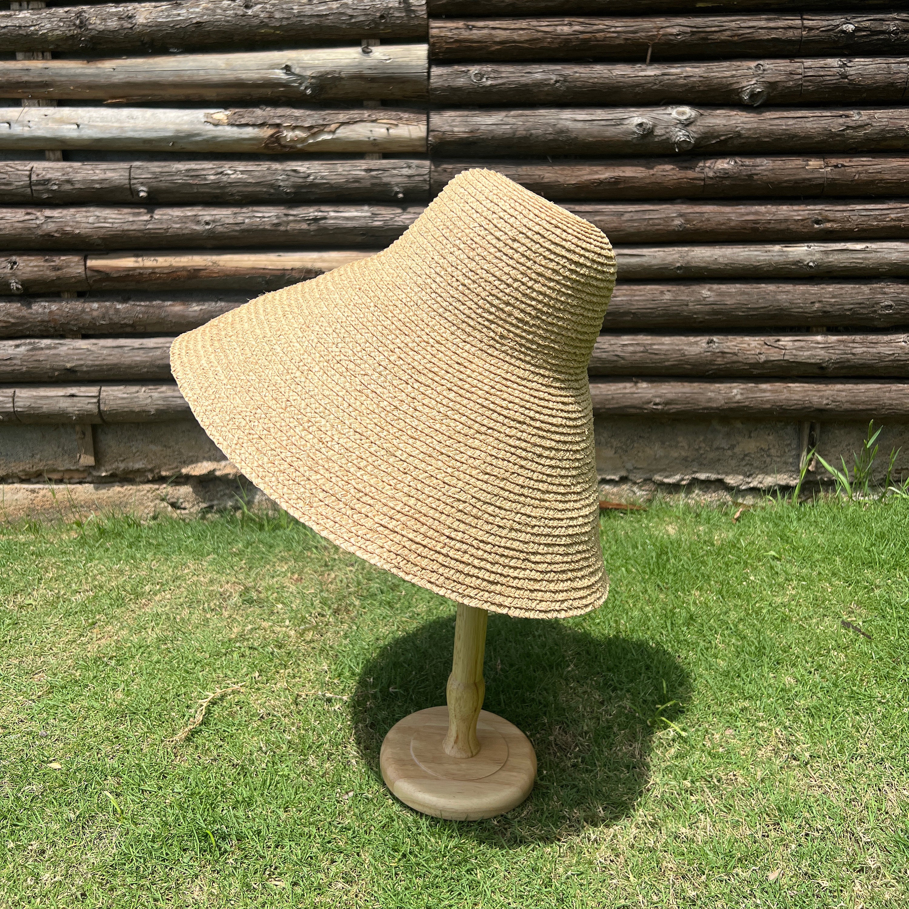 Conical Large Brim Raffi Straw Hat Outdoor Sun Protection Stage Catwalk ...