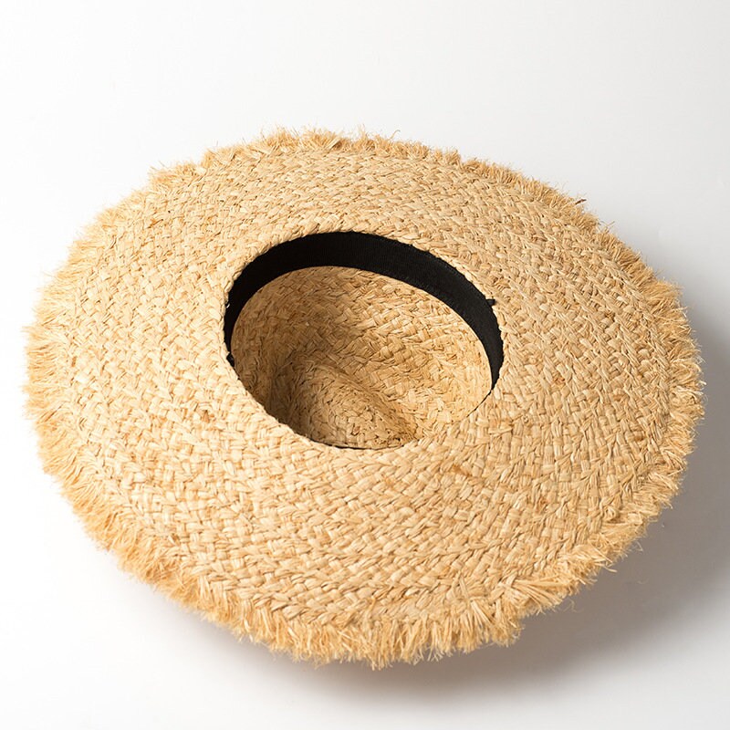 Hand Knitted Buffed Edge Raffia Straw Hat for Summer Travel - Etsy UK