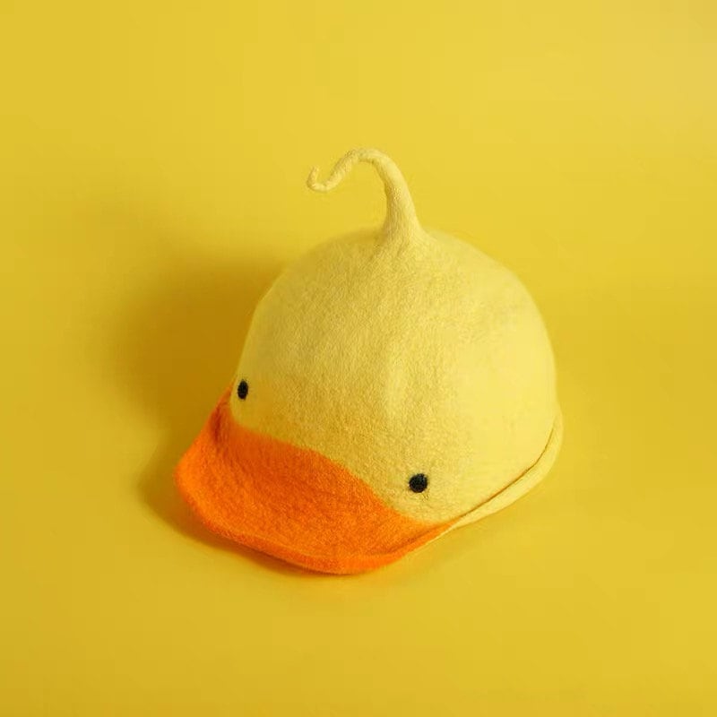 Handmade Wool Felt Cap With Duck Cap and Small Yellow Duck Cap | Etsy