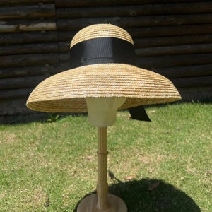 French Retro Summer Sun Hat Holiday Beach Black Big Bell Hat.women's ...