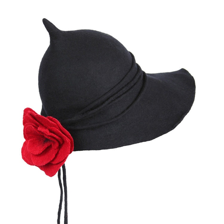 Wool Felt Dance Skirt Hat Black Top Hat Creative Ladies Hat - Etsy