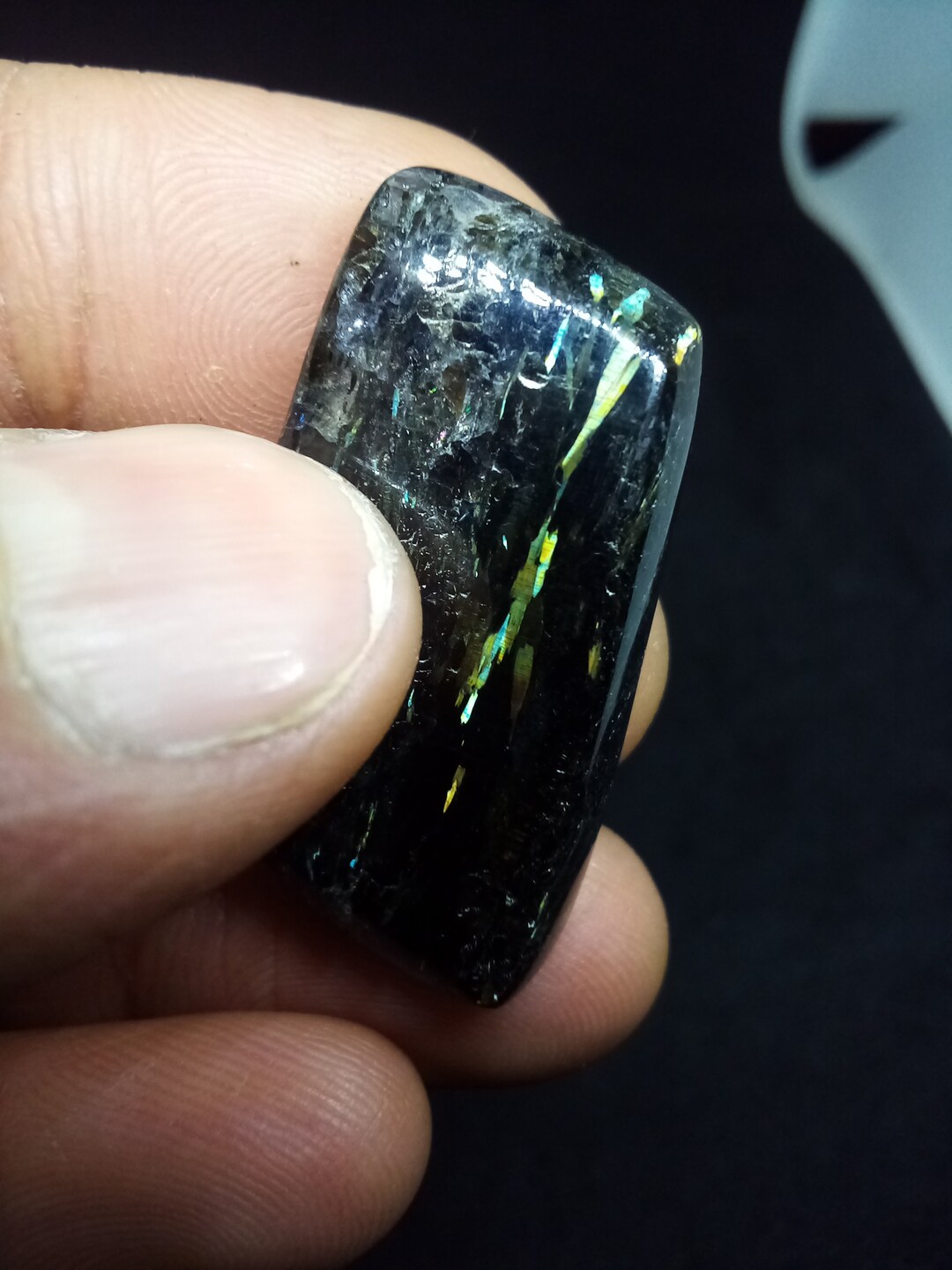 Rare Unique Fire Pattern Greenland Nuummite With Quartz 221 Handmade ...