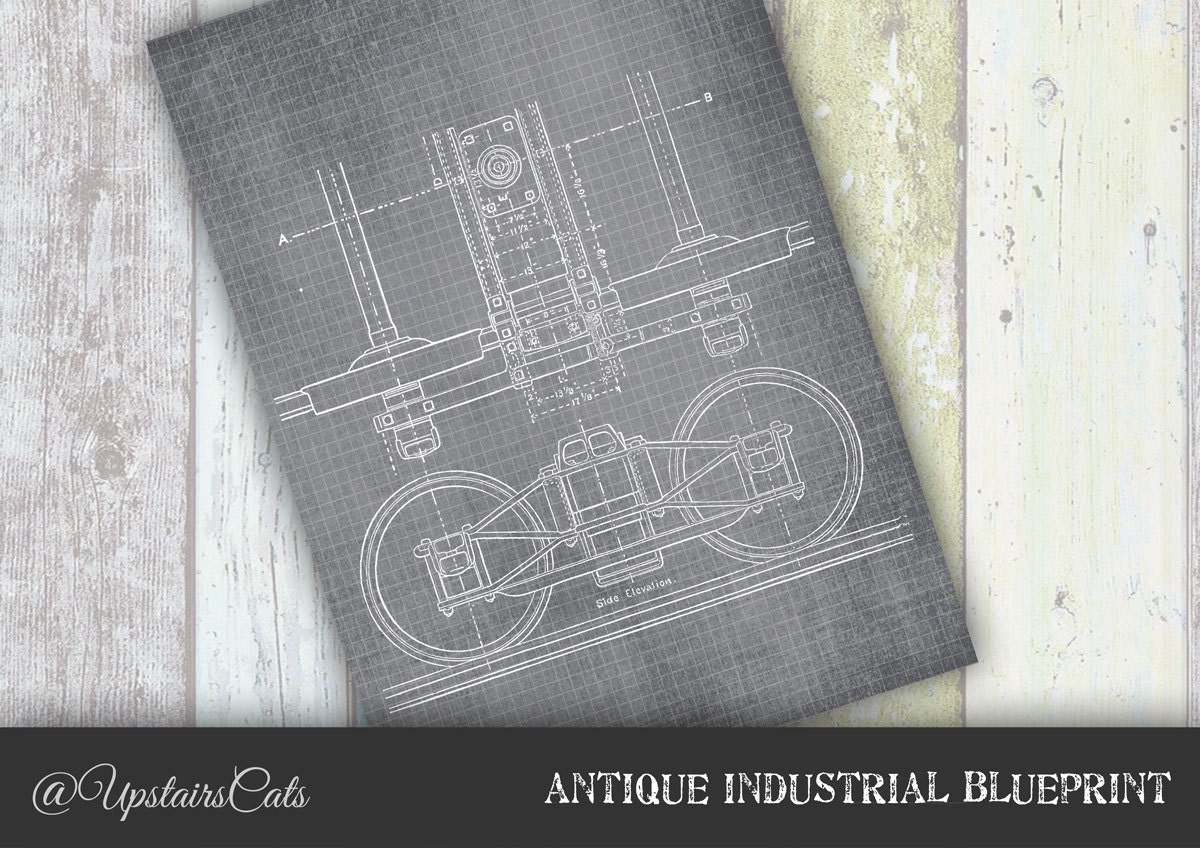 Victorian Industrial Blueprint Patent Art - Vintage Contraption Patent ...