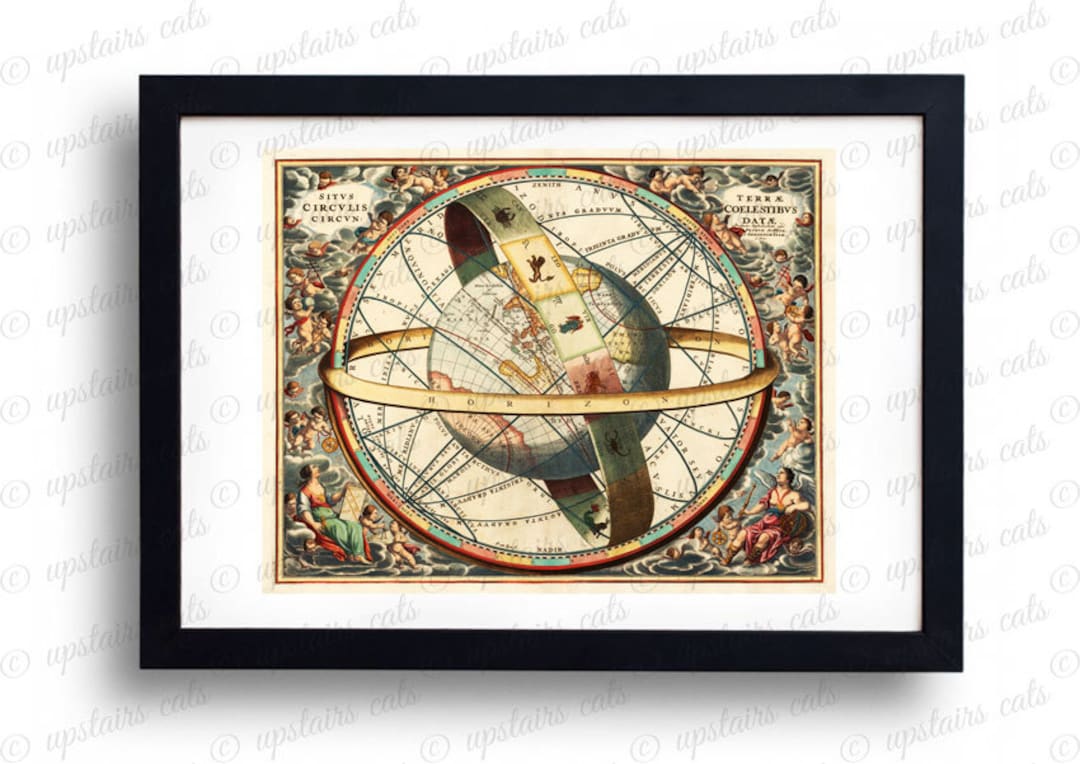 18th Century Antique Celestial Map Planetarium Digital Print - Vintage ...