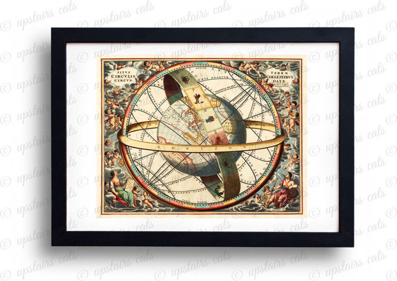 18th Century Antique Celestial Map Planetarium Digital Print - Vintage ...
