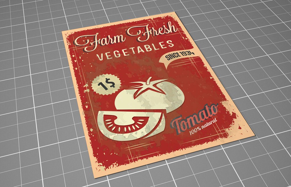 Retro Farm Fresh Tomato Sign Collage Paper Digital ATC Withered ...