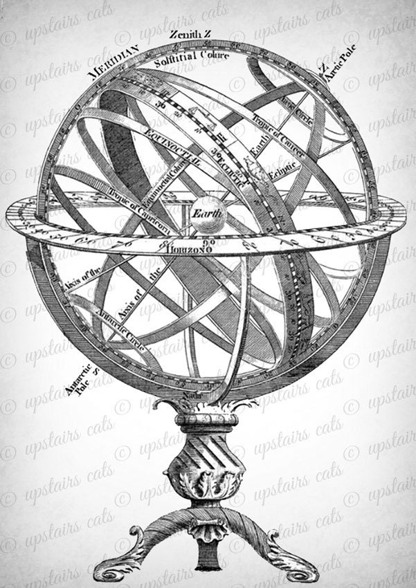 Vintage Planetarium Astrolabe Clipart - Antique Victorian Solar System ...
