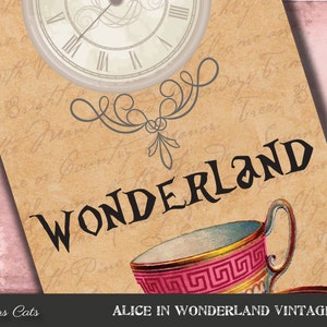 Alice in Wonderland Vintage Printable Digital Tags / Labels Digital ...