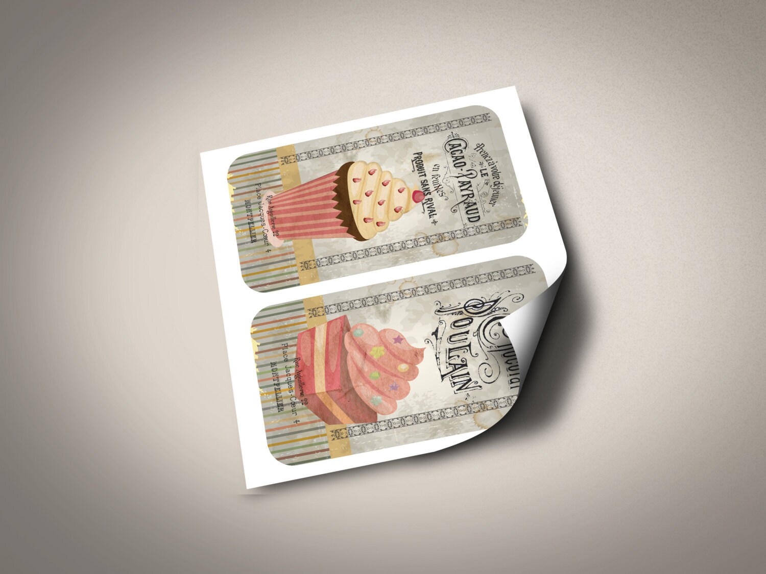 French Patisserie Dessert Tags - Antique French Collage: Bakery & Cake ...