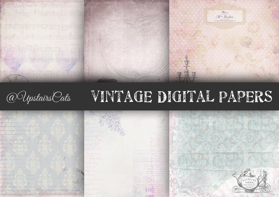 Ephemera Vintage Digital 6 Papers Pack - Digital ATC Background Old ...