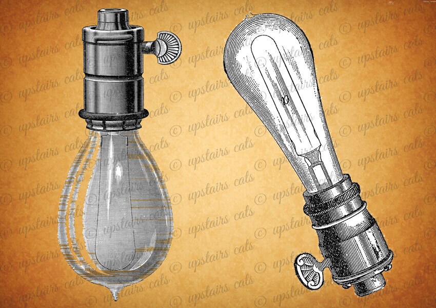 Vintage Edison Lamp Light Bulb Illustration Steampunk Lightbulbs ...