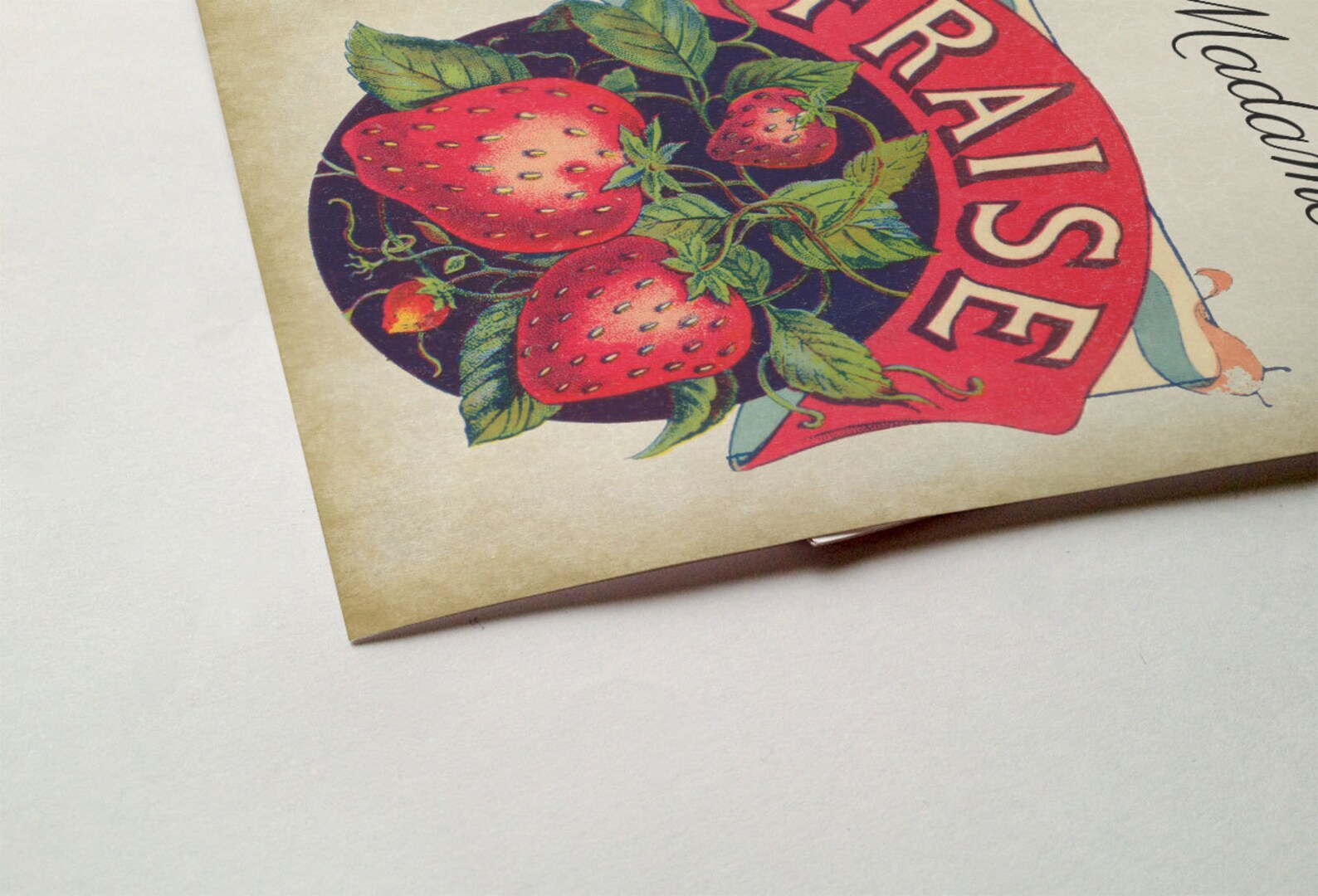 Antique French Fruit Market Vintage Decor - Strawberries Label ...
