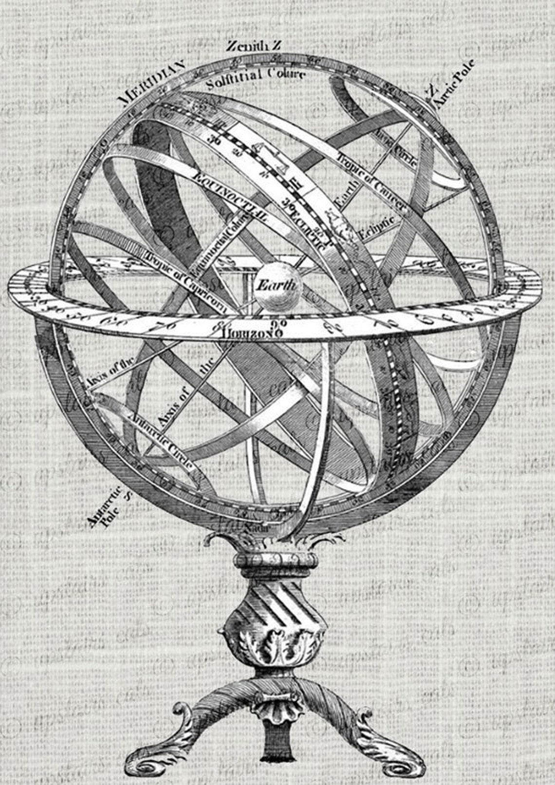 Vintage Planetarium Astrolabe Clipart - Antique Victorian Solar System ...