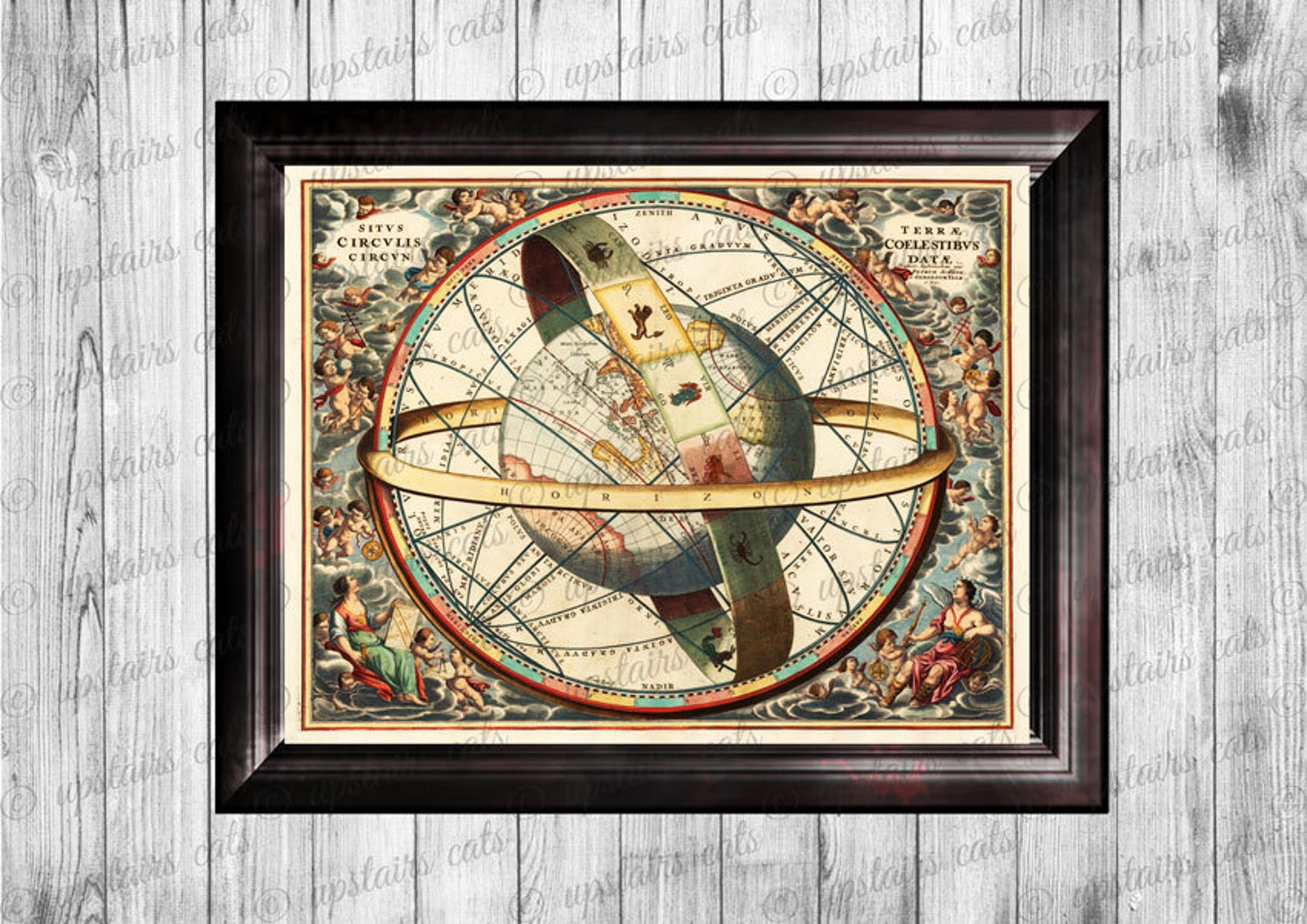 18th Century Antique Celestial Map Planetarium Digital Print - Vintage ...