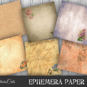 Ephemera Paper 6 Pack - Vintage Digital Paper Set - Digital Background ...