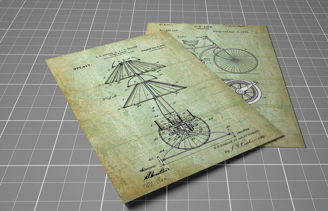 1910 Flying Machine Patent Art Print, Vintage Mechanical Art - A3 & A4 ...