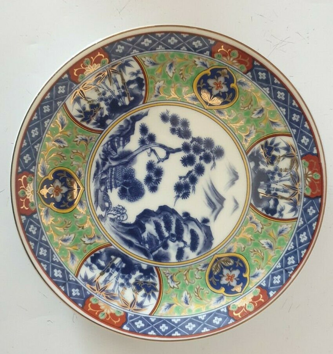 Chinese Imari Pattern Plate Decorated With Trees and Flowers - Etsy ...