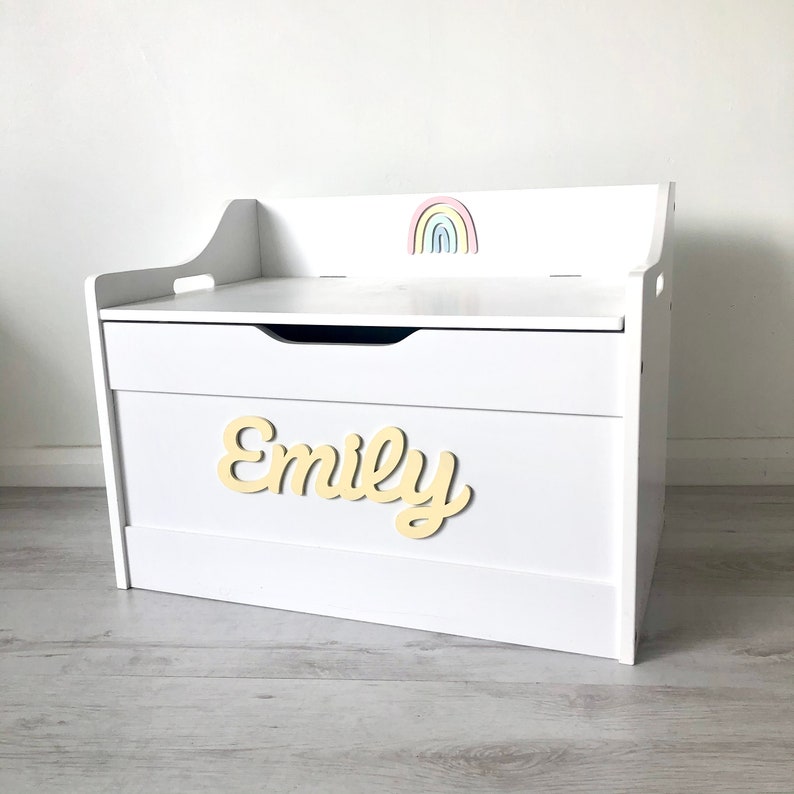 Personalised Rainbow Toy Box With Safety Hinge - Etsy UK