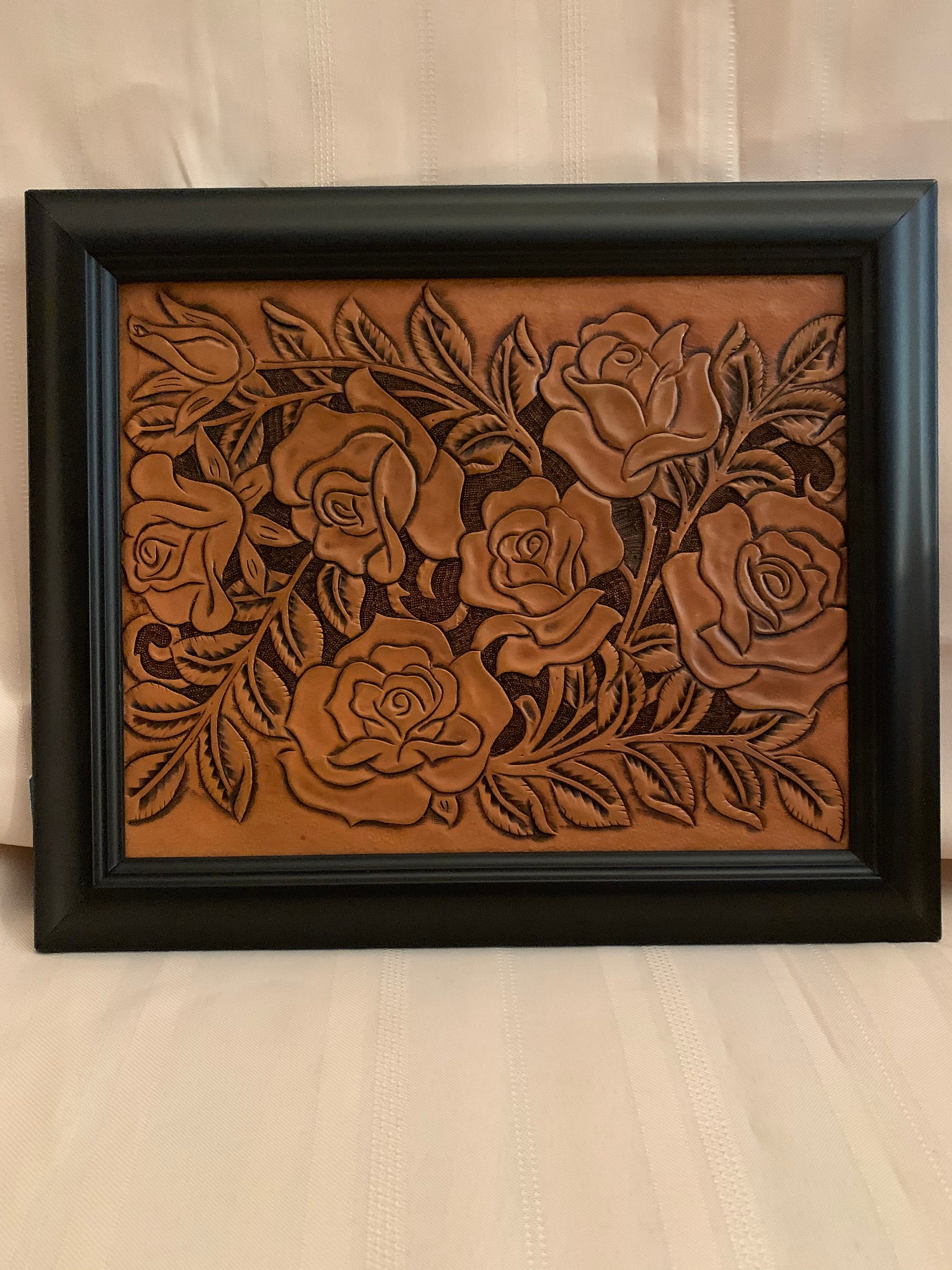 Hand Tooled Leather Rose Picture - Etsy