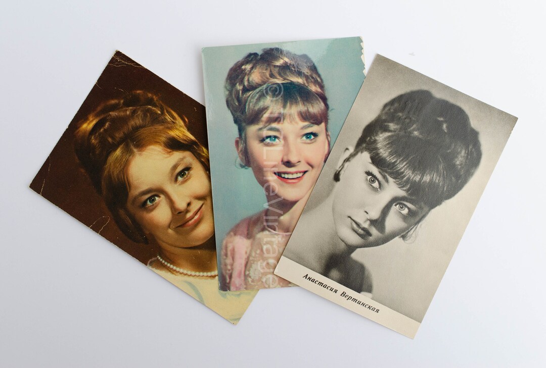 Vintage Soviet Postcards With a Famous Film Actress Anastasiya Vertinskaya, 1960s Set of 3, Rare ...