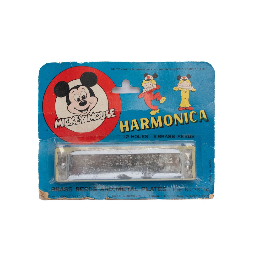 Vintage Disney Mickey Mouse Harmonica 12 Holes 8 Brass Reeds Original ...