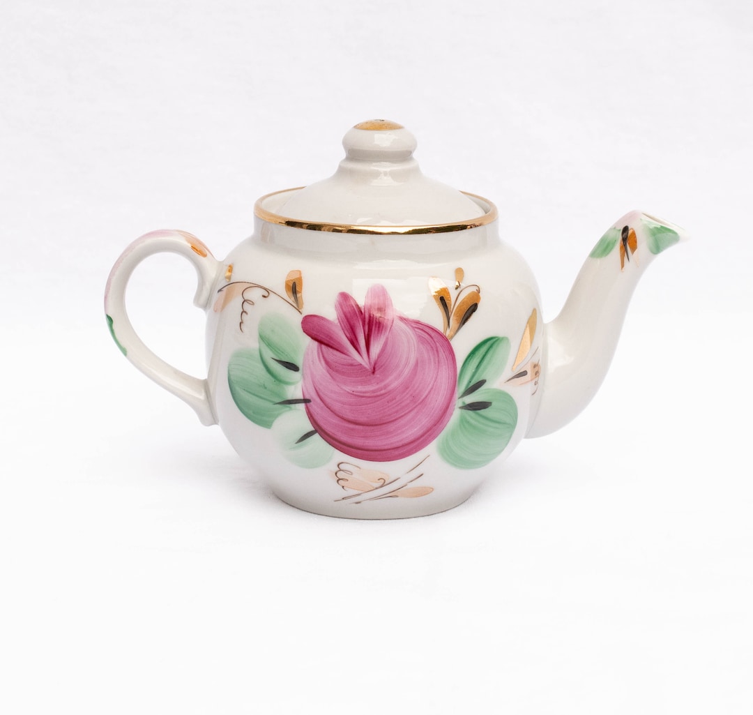 Vintage DULEVO Small Porcelain Teapot With Hand-painted Floral Design ...