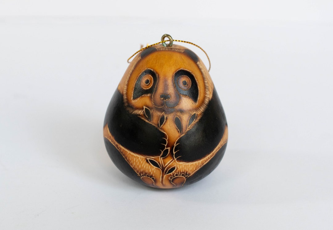 Vintage Handmade Lucuma Panda Bear Gourd Shaker Ornament, Bonaire - Etsy