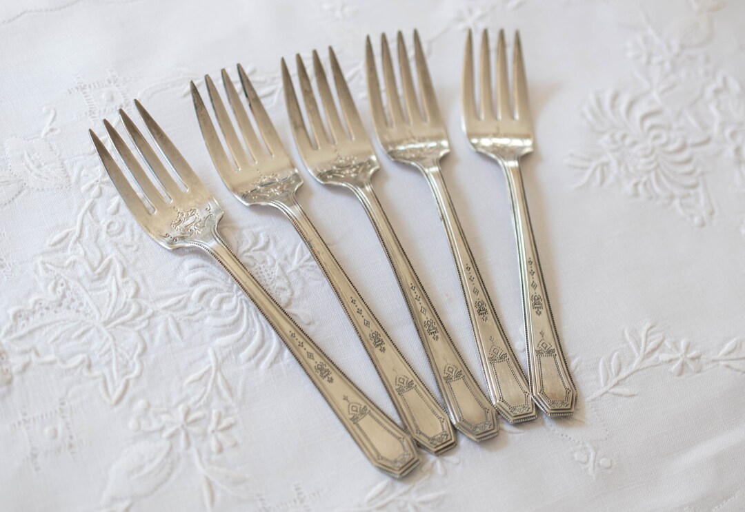 Set of Art Deco Etched Silverplate Forks by Monroe Silver Co., Deco ...