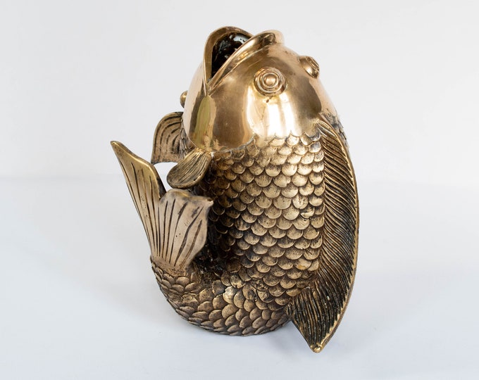 Vintage Large Solid Brass Fish Figurine, Mid-century Koi Fish Vase - Etsy