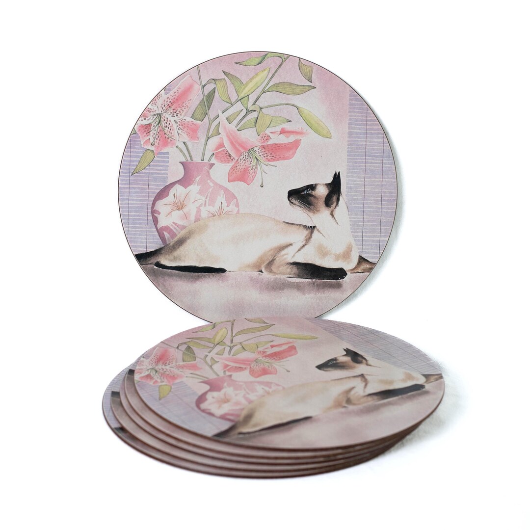 Vintage Large Round Cats Placemats With Acrylic Coating, "chelsea ...