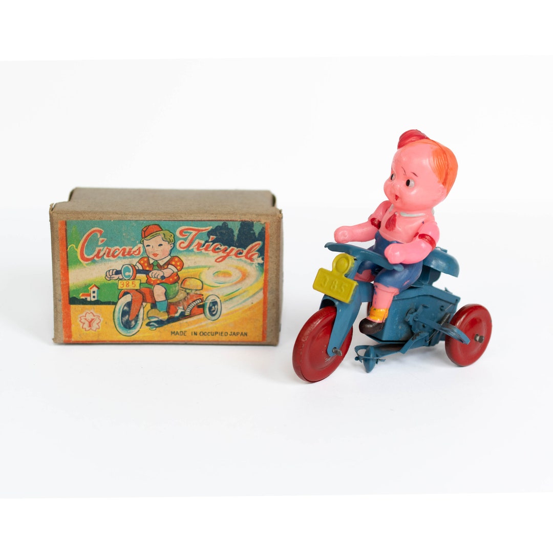 Rare Vintage Yonezawa Wind-up Circus Tricycle Boy Toy From the 1940s ...