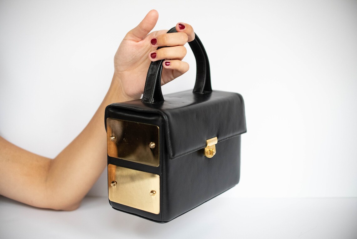 Rare Art Deco Small Train Case Purse by Block Black Genuine - Etsy