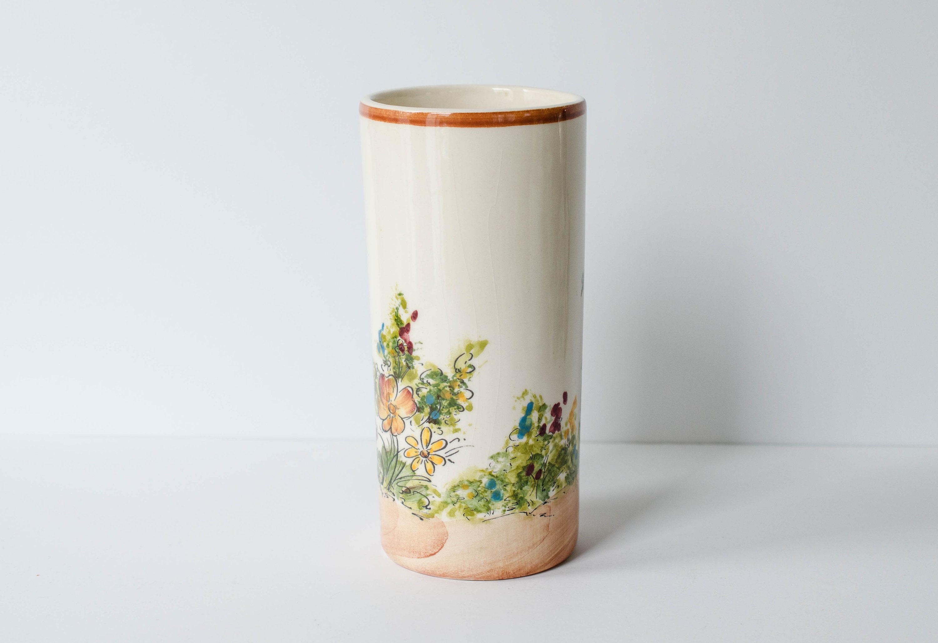 Vintage Hand Painted Brazilian Pottery Vase Little Girl With - Etsy