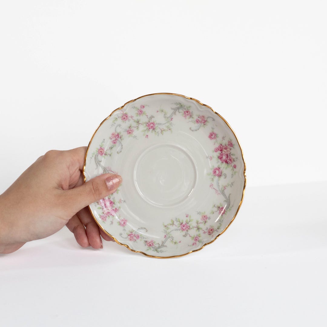 Lorentz Hutschenreuther Pasco Saucer Pink Roses Gold Rim Shabby Chic ...