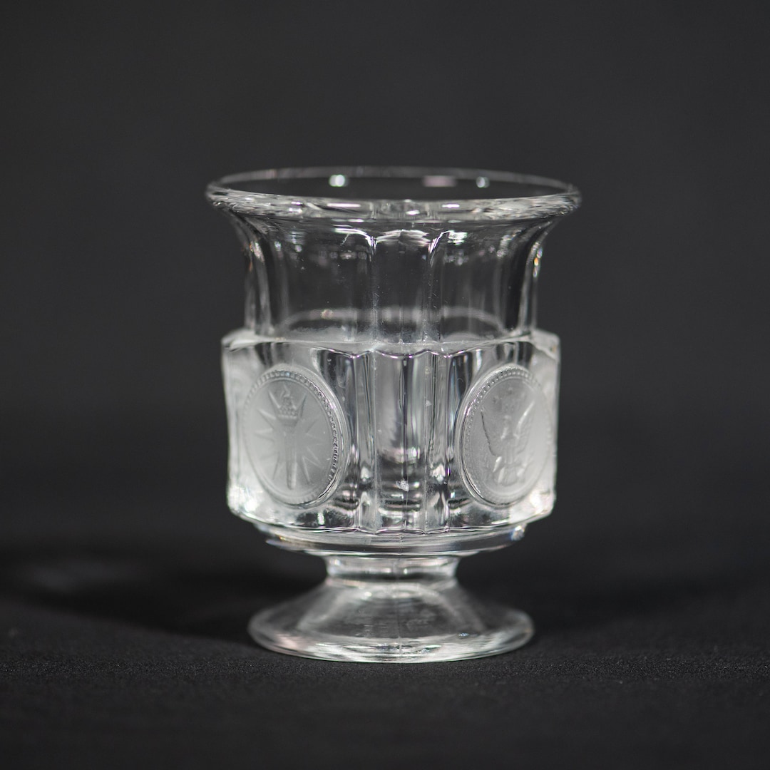 Vintage Fostoria Coin Glass Toothpick Holder Frost and Clear Small ...
