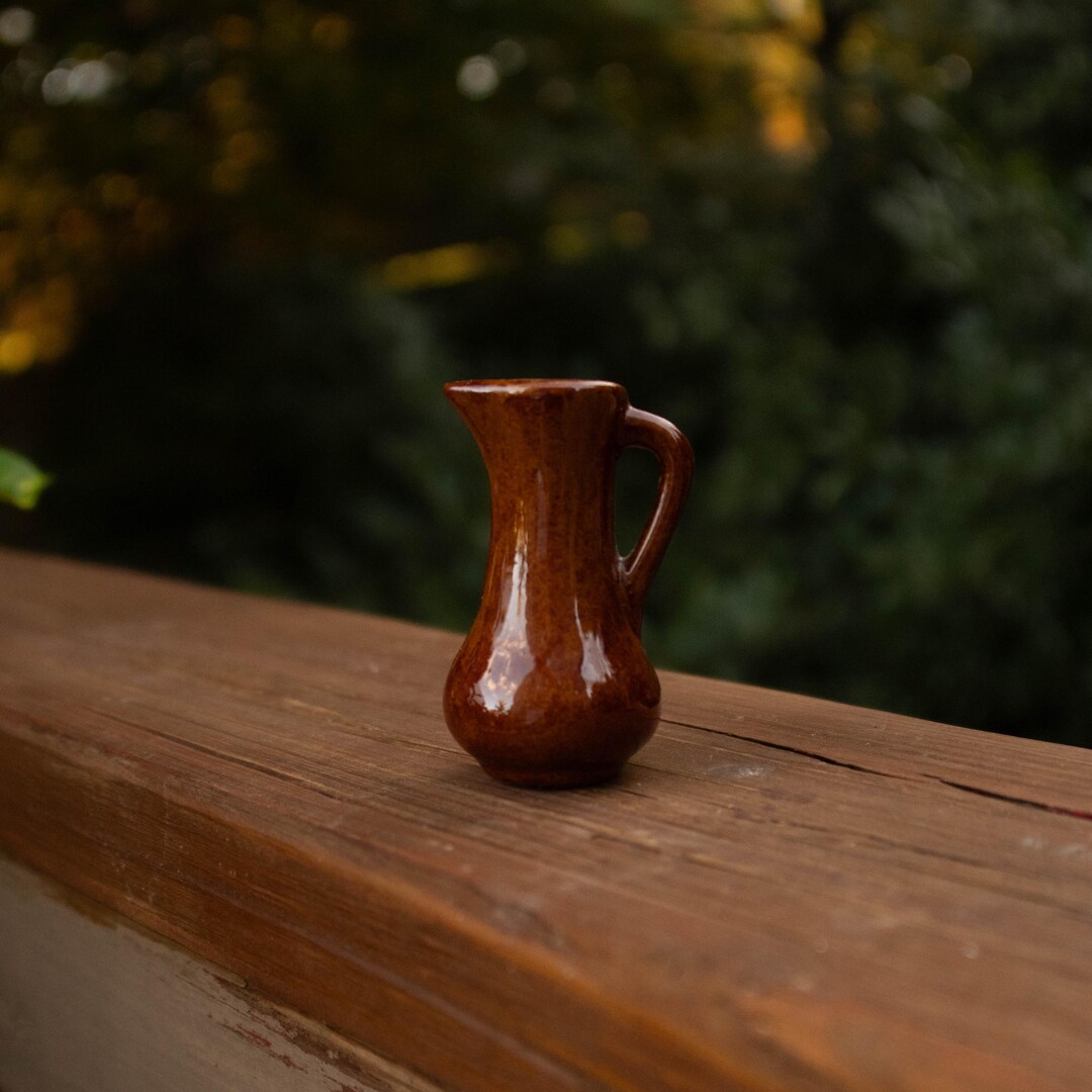 Vintage Tiny Ceramic Pitcher Bud Vase Glazed Mid-century Miniature ...