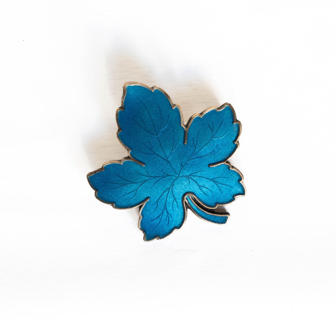 Vintage MEKA Sterling Denmark Blue Enameled Maple Leaf Brooch Pin ...
