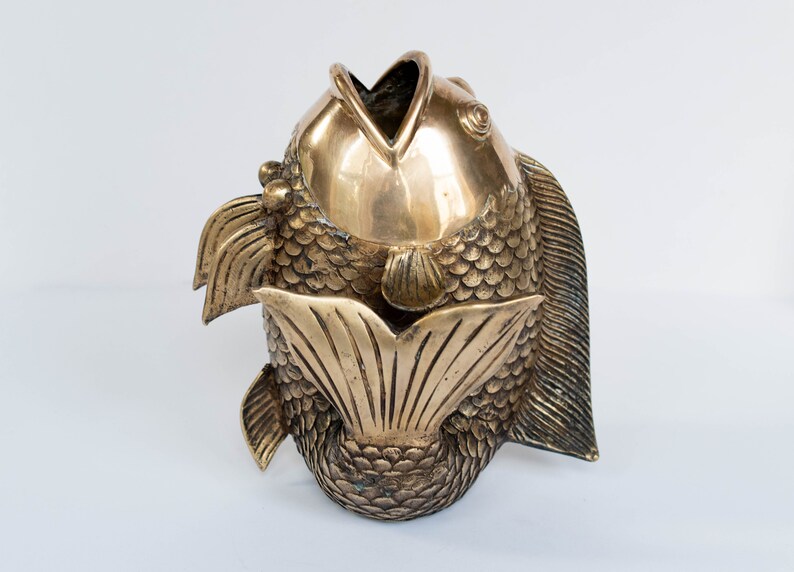 Vintage Large Solid Brass Fish Figurine Mid-century Koi Fish - Etsy