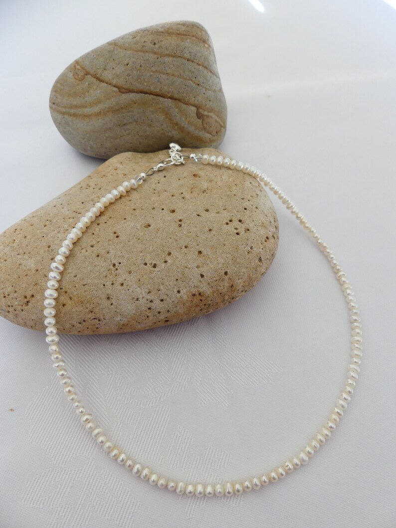 Tiny Seed Freshwater Pearl Choker Necklace 3 4mm Ivory White Etsy Uk