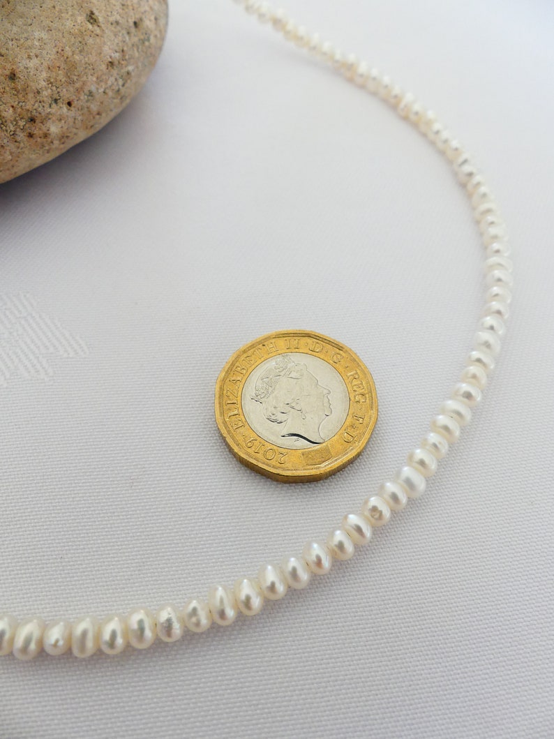 Tiny Seed Freshwater Pearl Choker Necklace 3 4mm Ivory White Etsy Uk