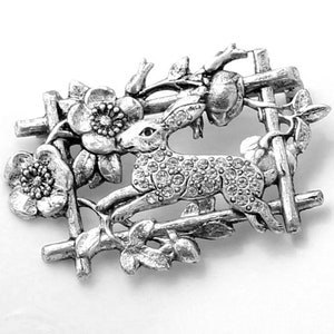 1pcsbrooch, Rabbit, With Rhinestones, Antique Silver, 46x30mm B34-1 - Etsy