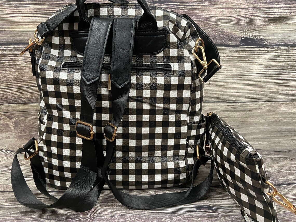 Amazing Buffalo Plaid Faux Leather Convertible Bag Backpack - Etsy