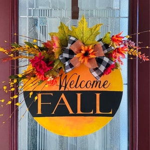 Welcome Fall Wooden Sign - Autumn, Reds, Oranges, Yellows, Handmade ...