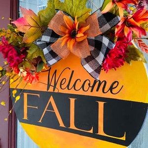 Welcome Fall Wooden Sign - Autumn, Reds, Oranges, Yellows, Handmade ...