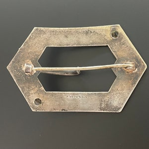 Large Edwardian Sterling Silver Sash Pin Brooch , Rectangular Buckle W ...