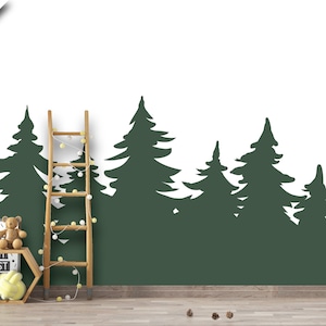 Tree Decal, Treeline Wall Decal, Tree Silhouette Graphic, Tree Wall ...