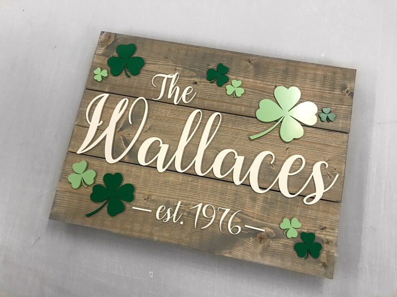 Personalized Family Name Shamrock Wood Sign – Irish Established Date - Etsy