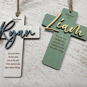 Personalized Easter Basket Name Tag With Bible Verse, Wood Cross ...